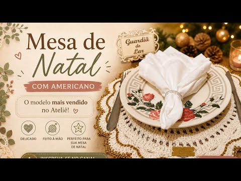 Mesa de Natal com o americano de crochê mais vendido no Ateliê 