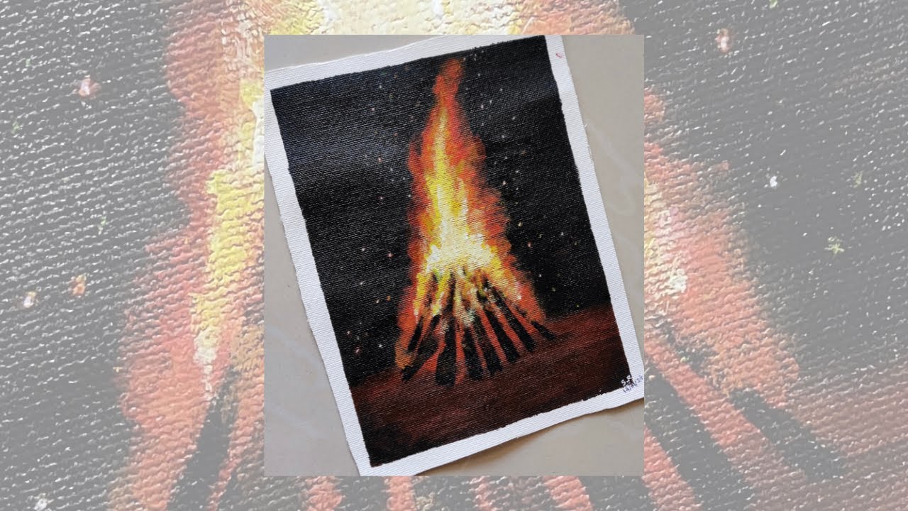 Fire Painting / Sankranti Special / Easy Acrylic Painting - YouTube