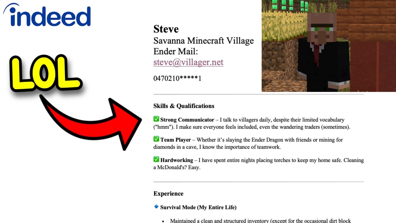 Applying for Jobs using a Minecraft Resume.. - YouTube