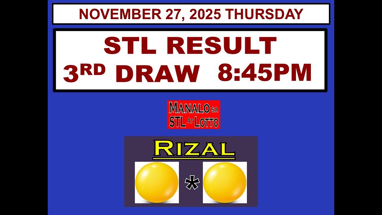 STL 3RD Draw 8 45PM Result STL RIZAL NOVEMBER 27, 2025 THURSDAY - YouTube