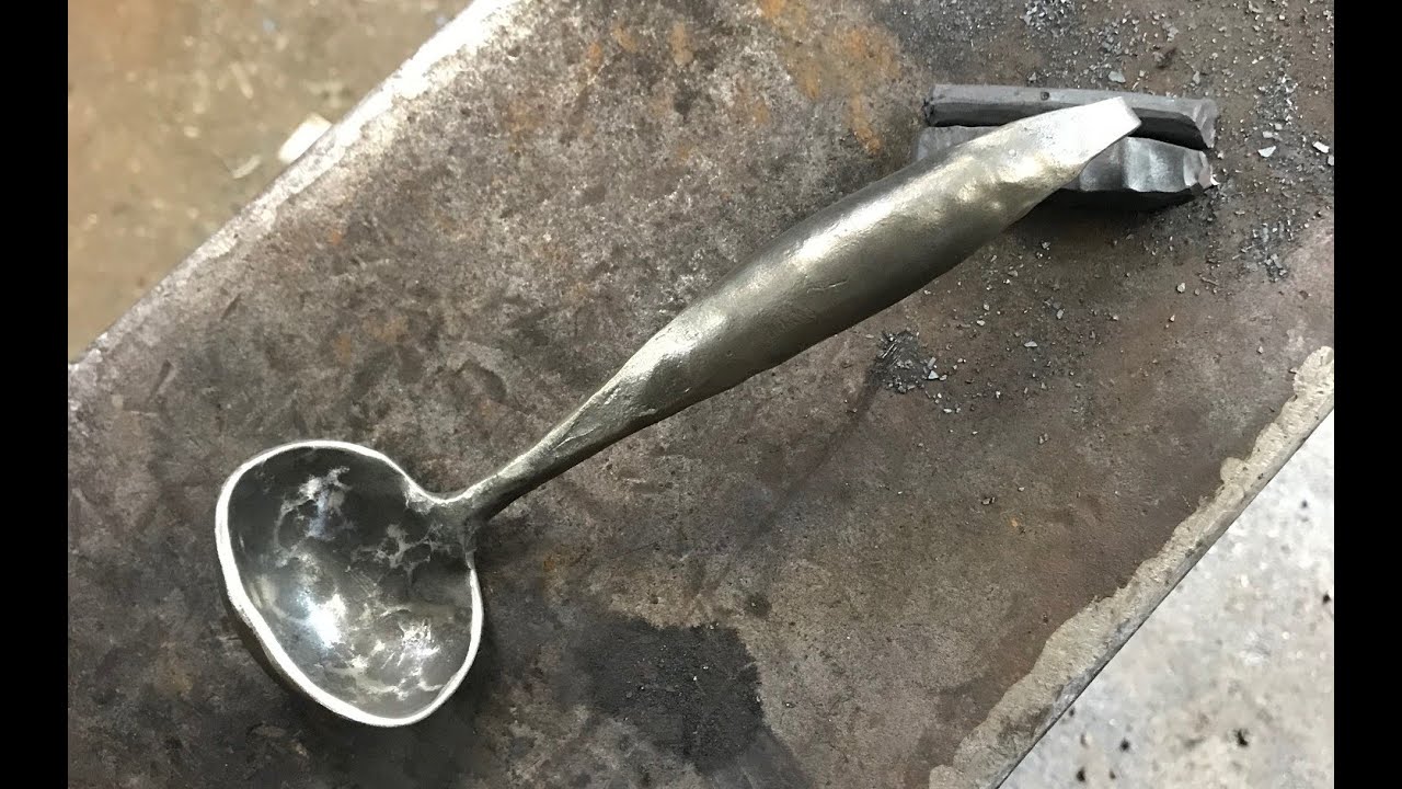 Forging a gravy ladle in 304SS - YouTube