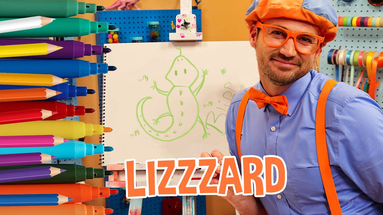 How To Draw A Lizard + More | Draw with Blippi | Arts and Crafts For ...