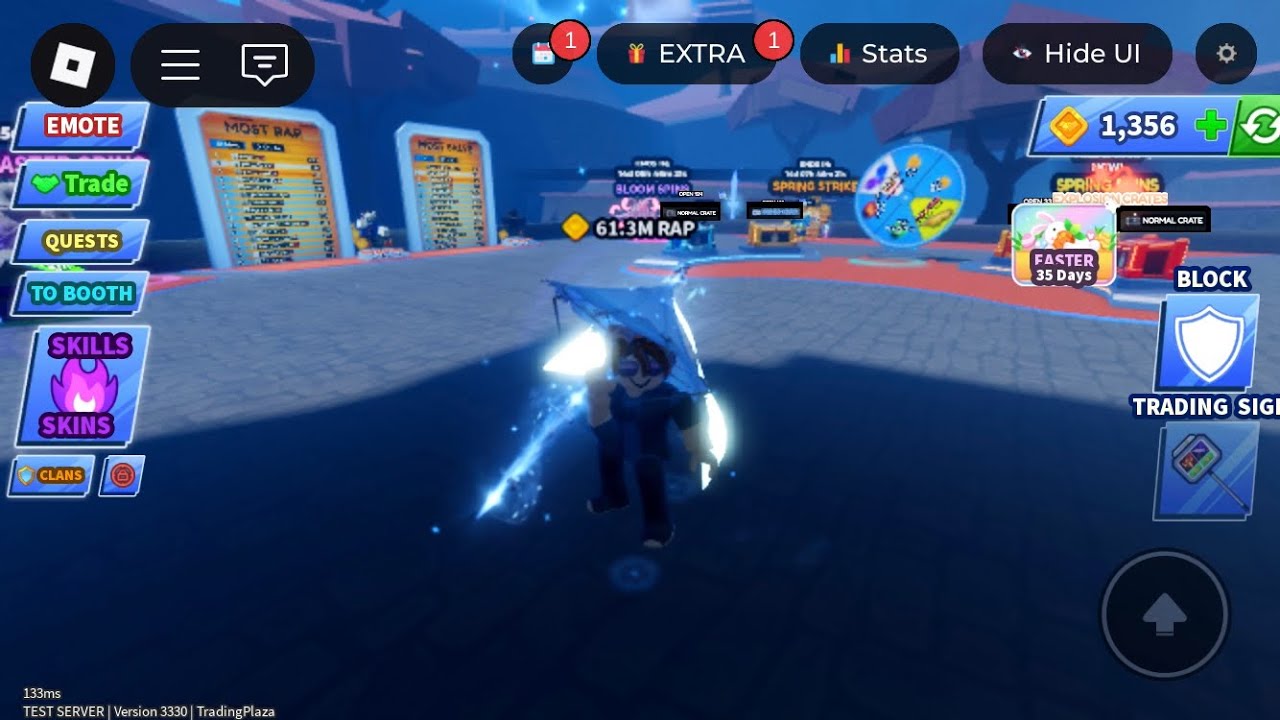 I Got Lunar Parasol In Blade Ball Test Server Trading - YouTube