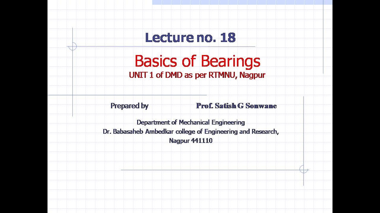 lecture#18 Basics of Bearing, Design of Mechanical Drives Unit No. 1 ...