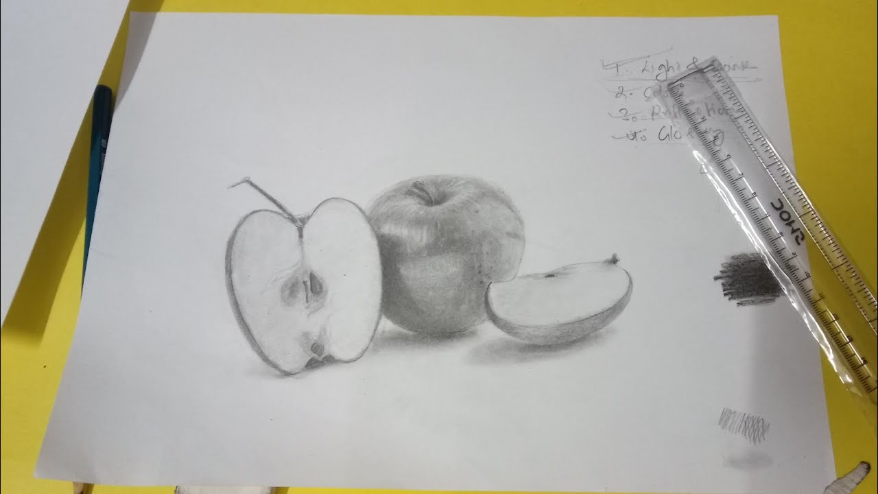 Apple Realistic Pencil Shading P 3 - YouTube
