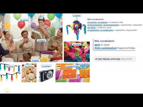 Spanish 1 - Ch. 5A - Una fiesta de cumpleaños Vocabulario - YouTube