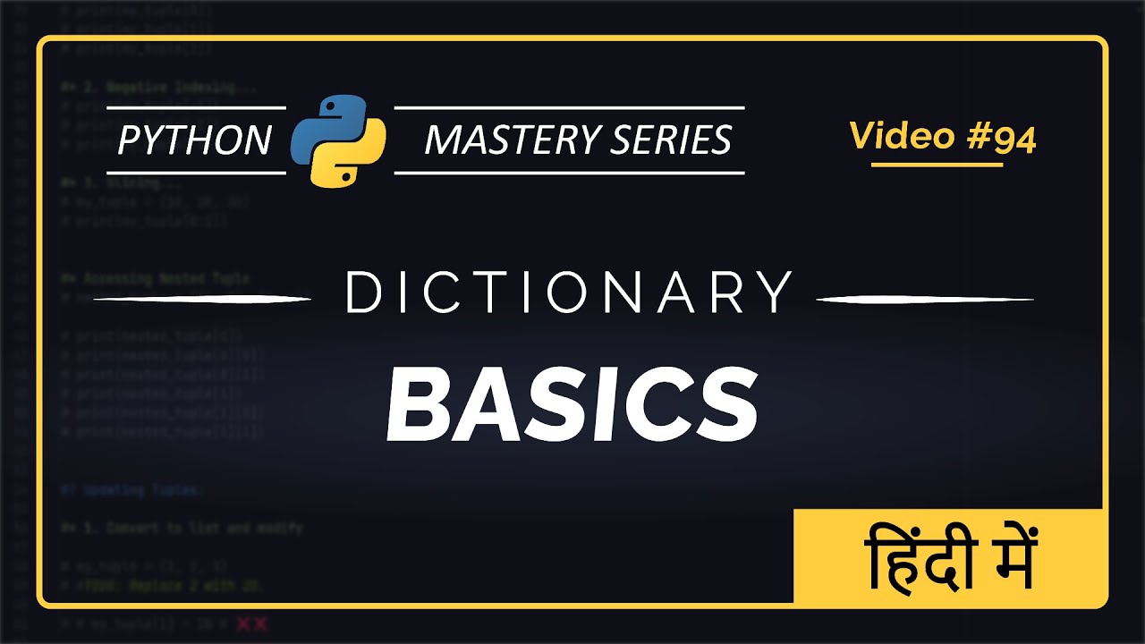 Python DICTIONARY BASICS in Hindi | Creating, Accessing, Modifying, Removing | Python Tutorial ...