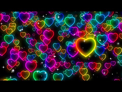 Colorful Floating Hearts Background ✨🩷 with Love Sparkle Bokeh Particles