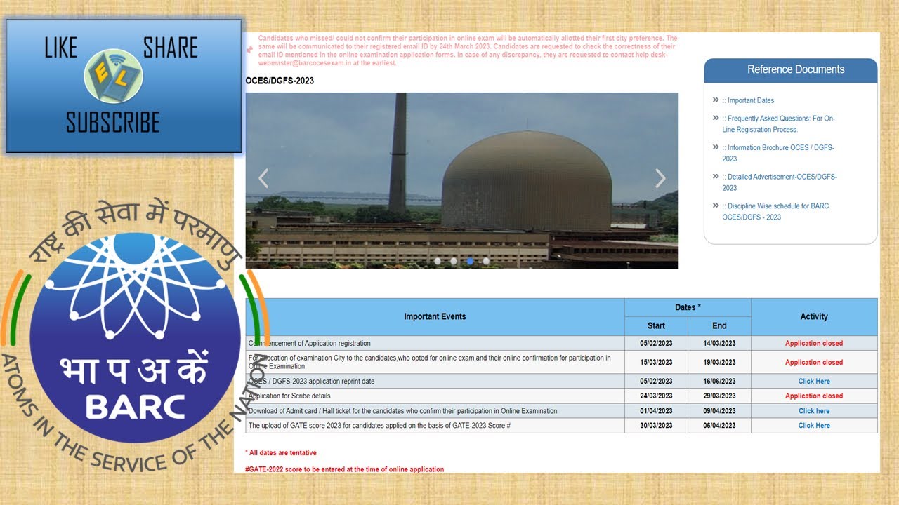 BARC OCES/DGFS 2023 ADMIT CARD RELEASED | UPLOAD GATE 2023 SCORE - YouTube