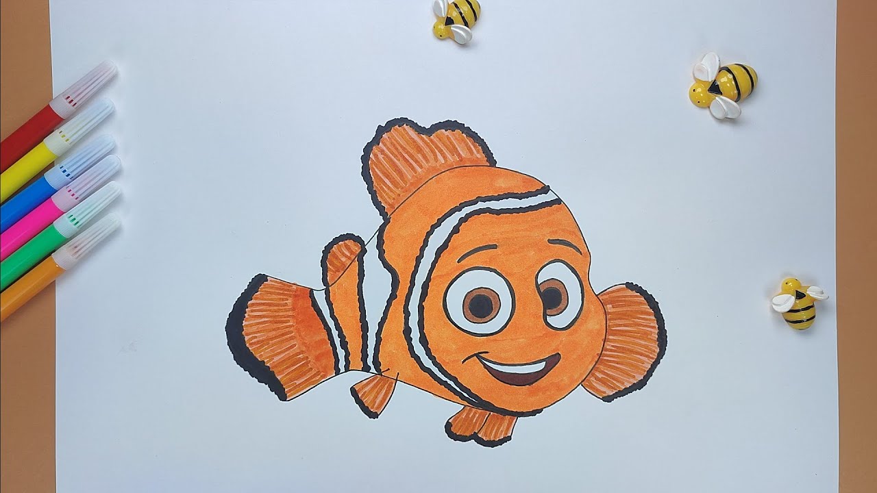 Draw and Color Finding Nemo a Young Adventurous Clown Fish - easy ...