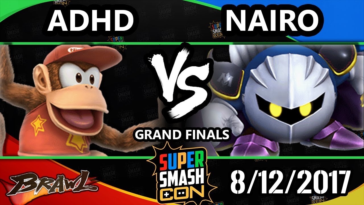 Smash Con 2017 Brawl - ADHD (Diddy Kong) Vs. NRG | Nairo (Metaknight) SSBB GF - YouTube