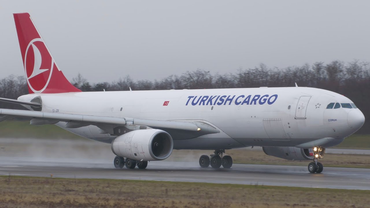 4K | Turkish Cargo Airbus A330-200F takeoff at Basel/BSL/LFSB - YouTube