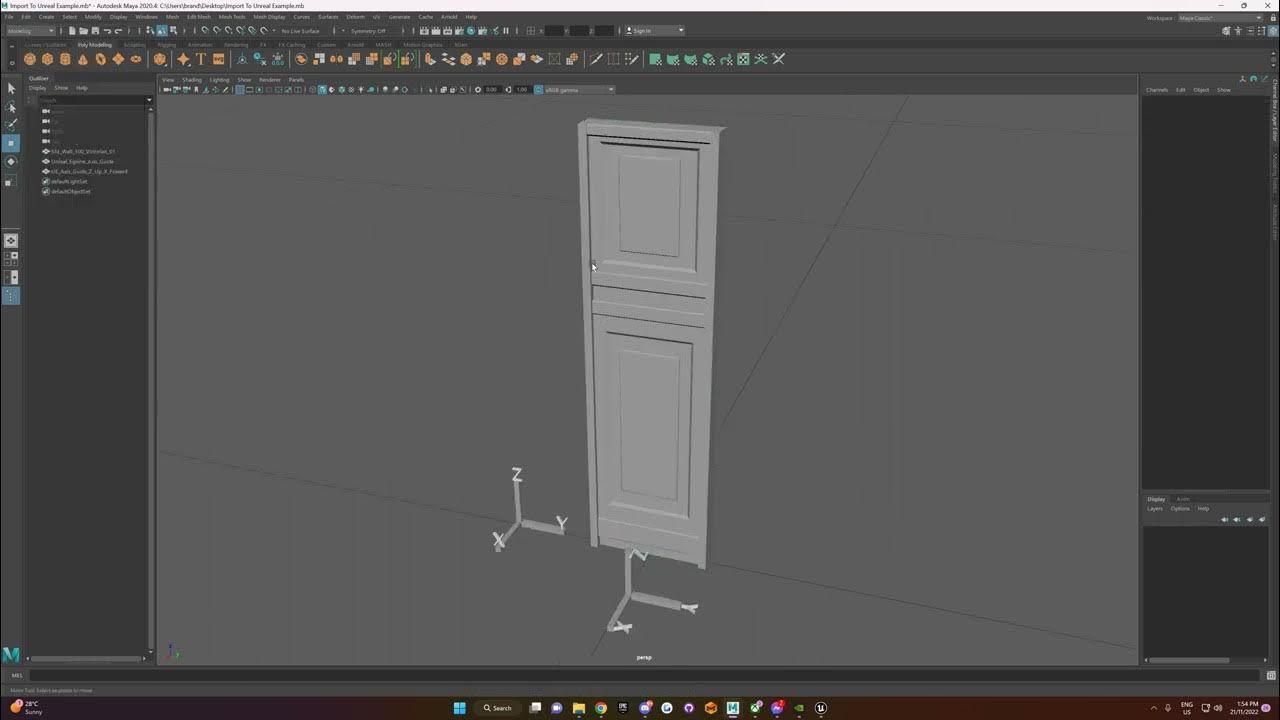 ( Unreal Engine 5 ) Maya 2020 Project Setup For Axis Z Up X Forward ...
