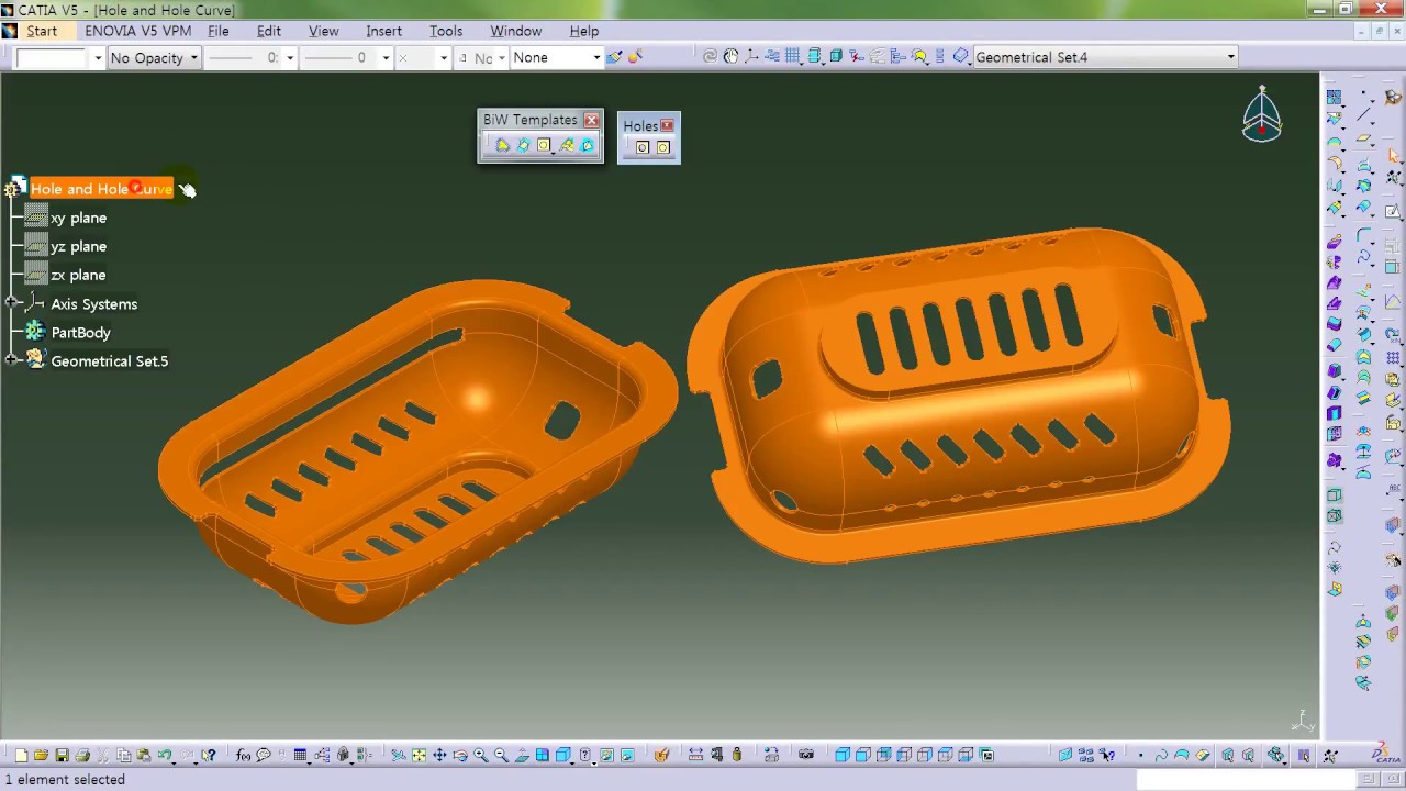 Catia Geometric shape Design| Hole and Hole Curve | cad cam Solidworks ...