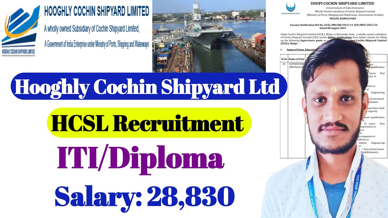 | HCSL Recruitment 2025 | ITI/Diploma | Hooghly Cochin Shipyard Ltd ...