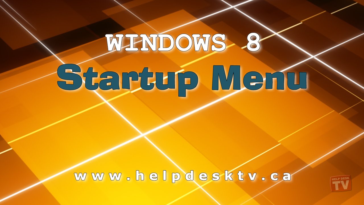 Windows 8 Startup Menu - YouTube