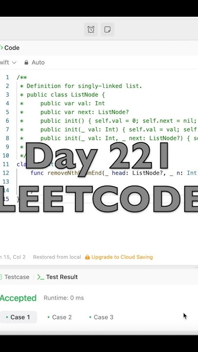Day 221: LeetCode Problem 19. - Swift #daily #challenge #swiftui #coding #FAANG - YouTube