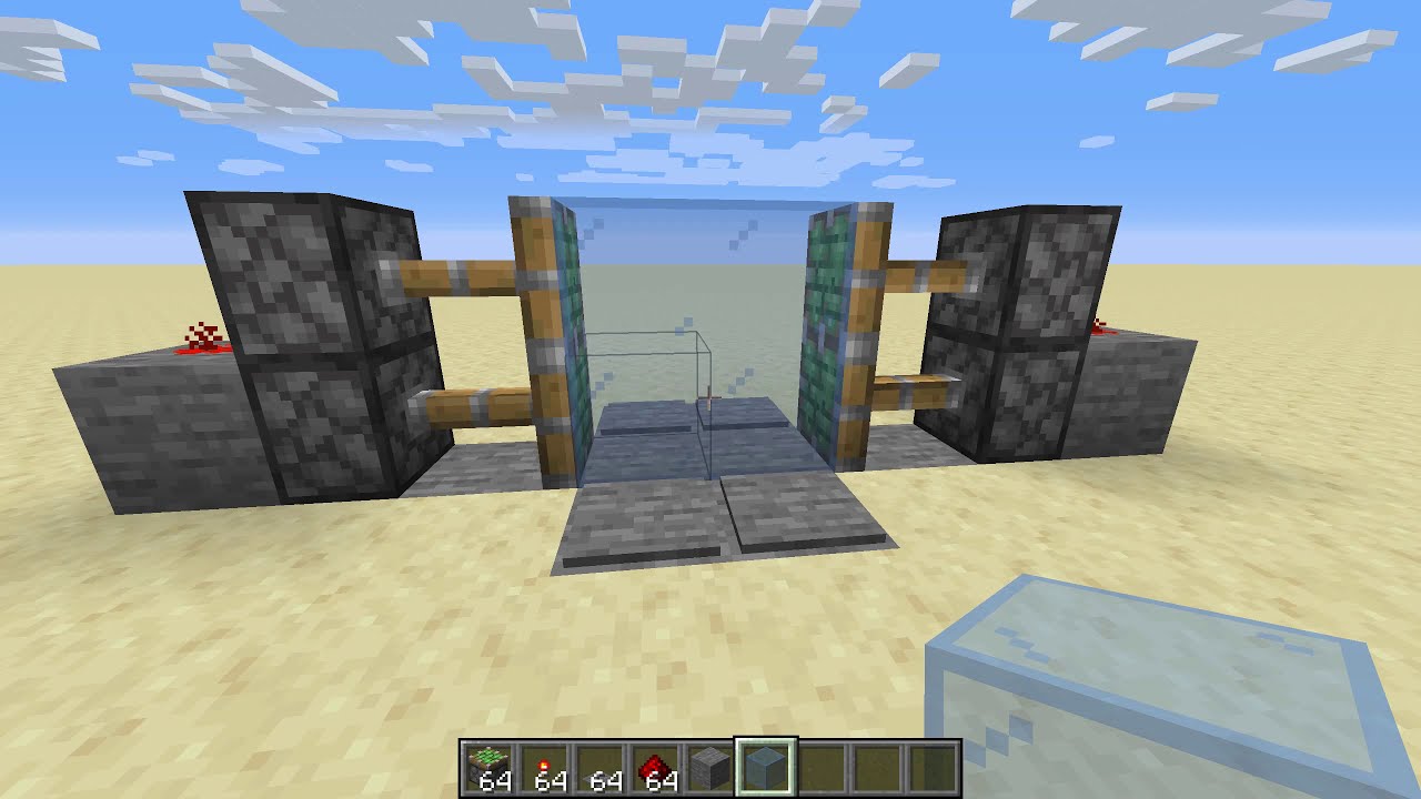 2 by 2 piston door minecraft - YouTube
