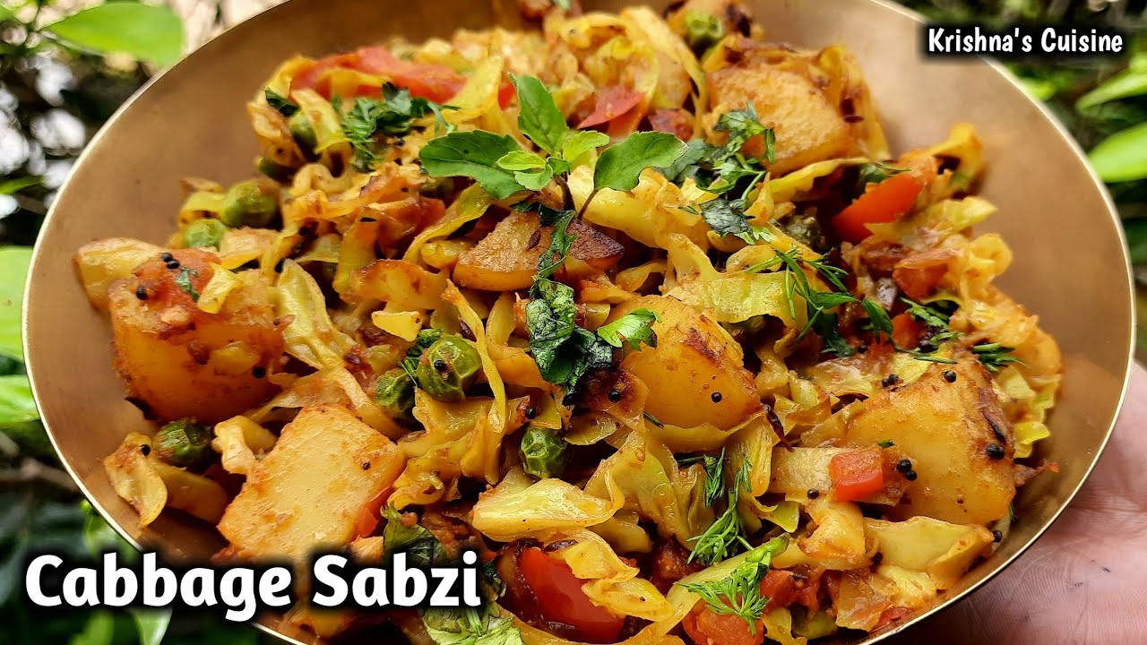 Cabbage Sabzi || Cabbage Potato Peas Sabzi || Iskcon Recipe || Krishna ...
