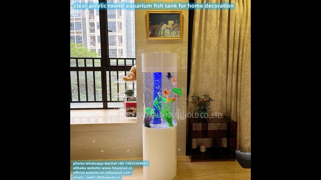 home decoration white base clear acrylic round aquarium column fish ...