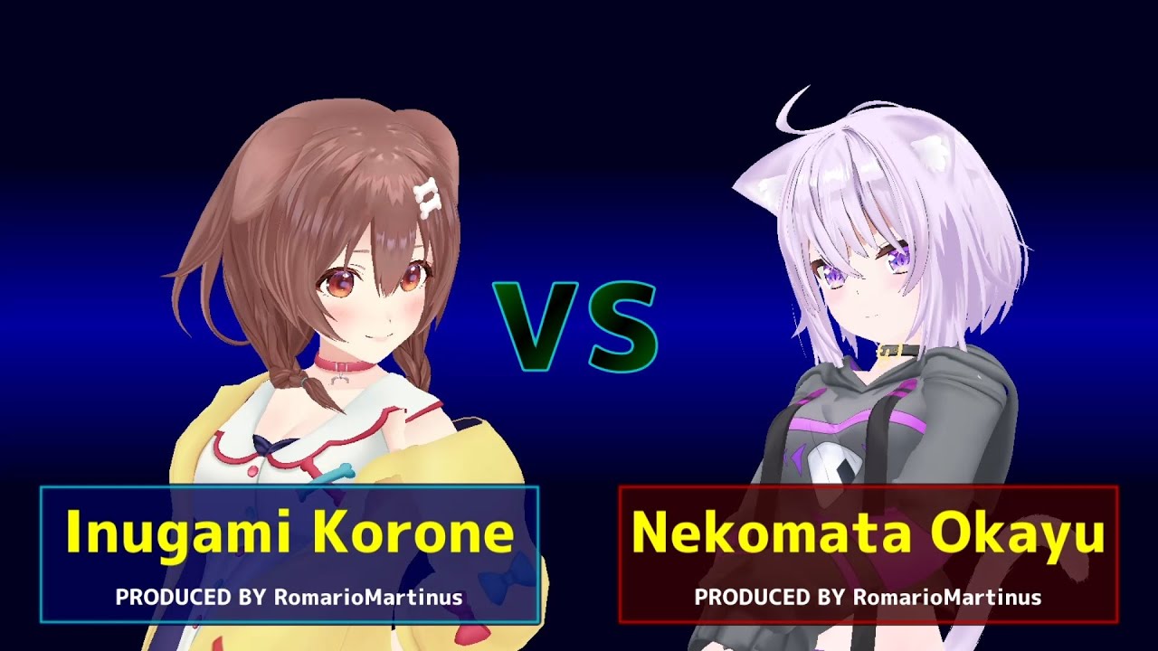 Korone Vs Okayu (Vrast! Gameplay) Vroid Fighting Game - YouTube