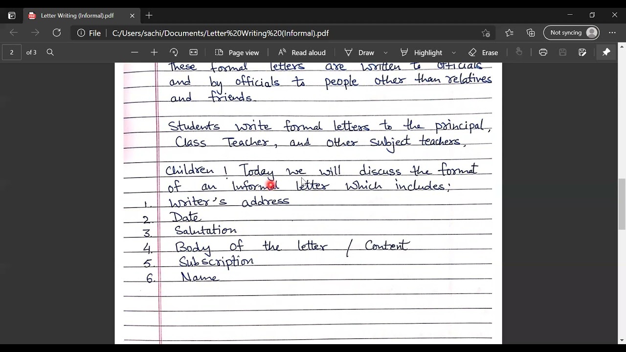 Informal Letter English Language Class 6 YouTube informal-letter-english-language-class-6-youtube