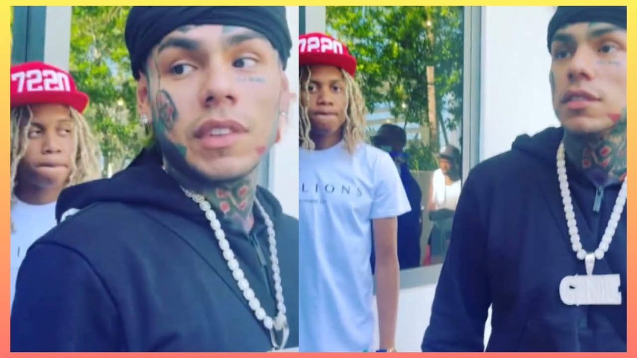 6ix9ine cought outside with Lil Durk look Alike Perkio wearing a King ...