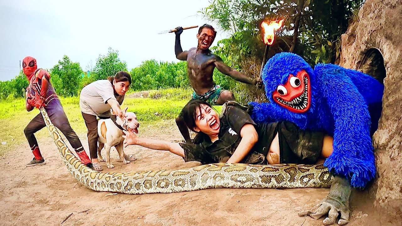 Spider-Man Team And Pitbull Fight To Save The Girl From Monsters And Giant Python - YouTube