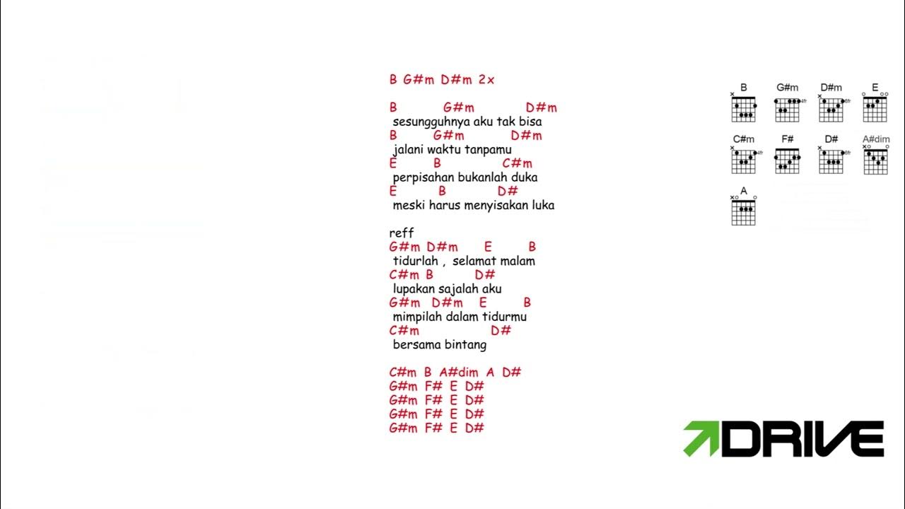 kunci gitar & lirik lagu | Drive - Bersama bintang - YouTube