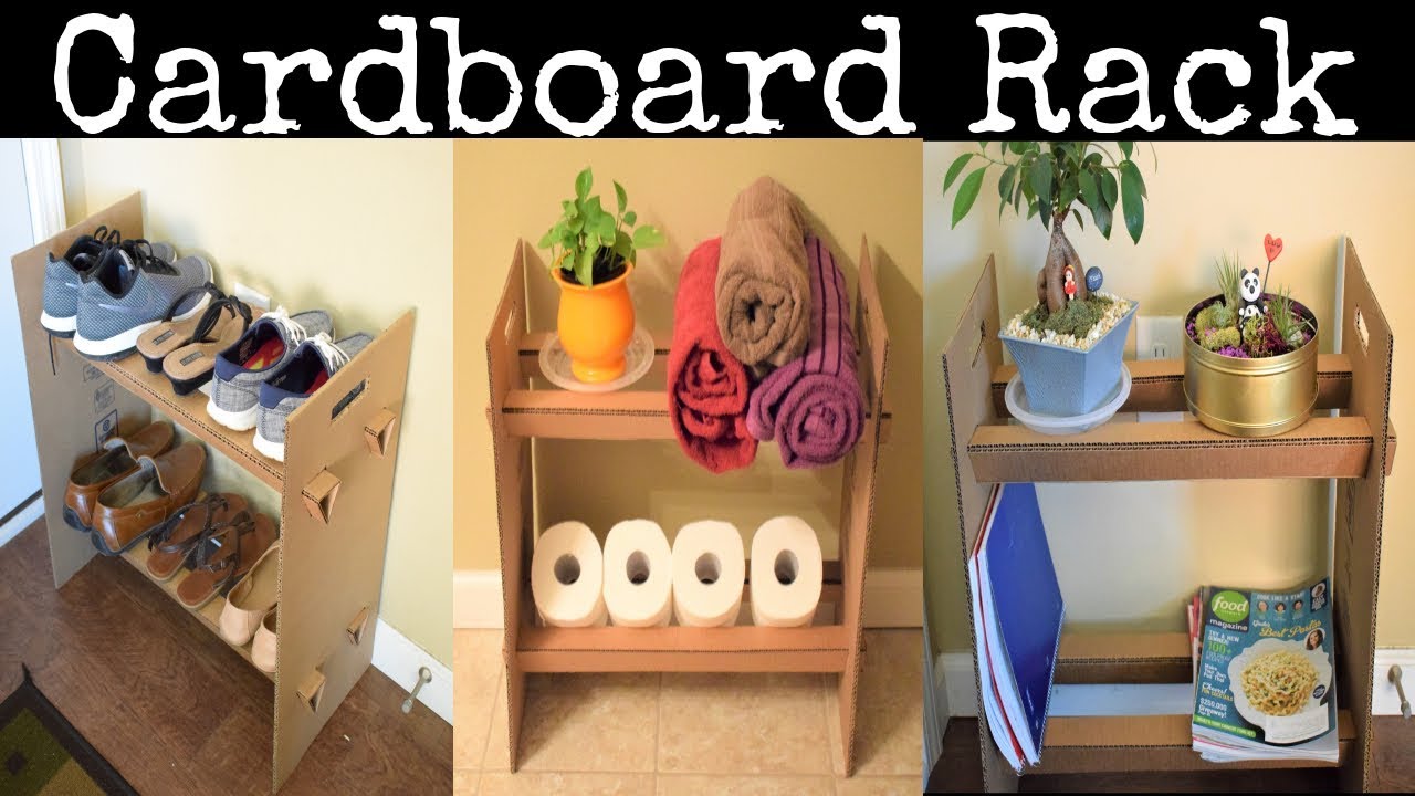 DIY: Cardboard Rack/Shelf | Shoe Rack| Bathroom Organizer Rack| Plants ...