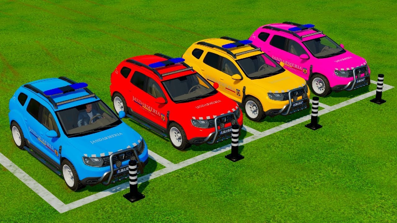 DACIA VOLSKWAGEN | FORD BMW COLOR POLICE CARS TRANSPORTING WITH TRUCKS ...