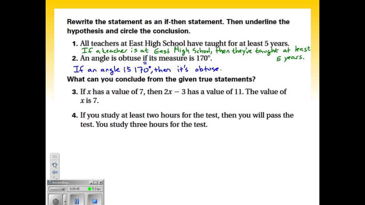 Geometry AB 2.5 - If-Then Statements - YouTube