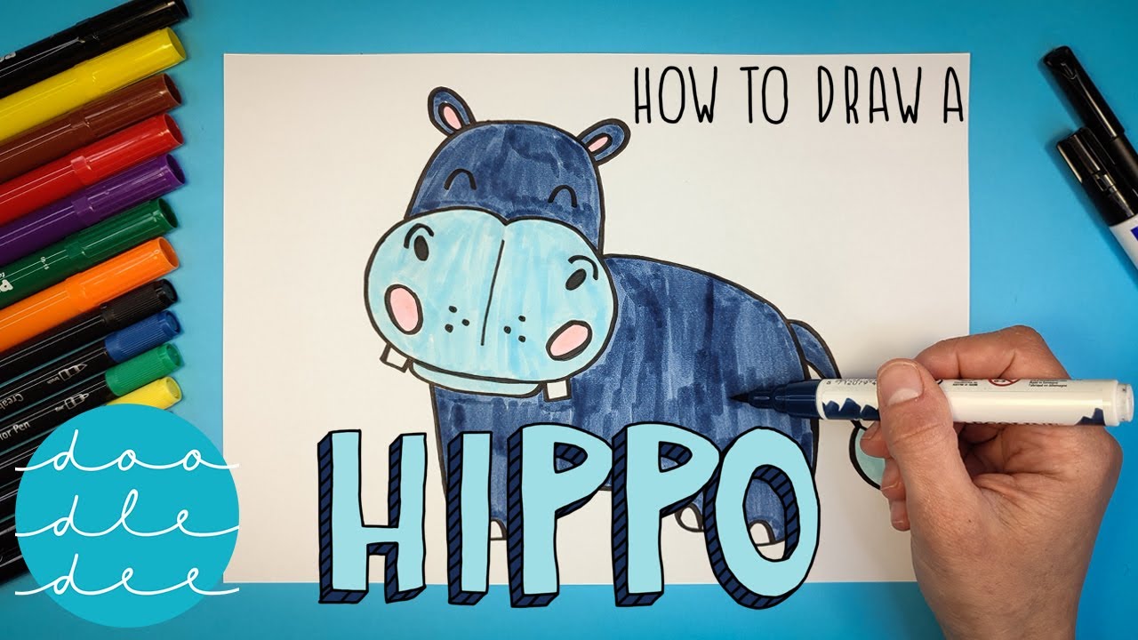How to Draw a Cute Hippo – Fun & Easy Step by Step Tutorial | With ...