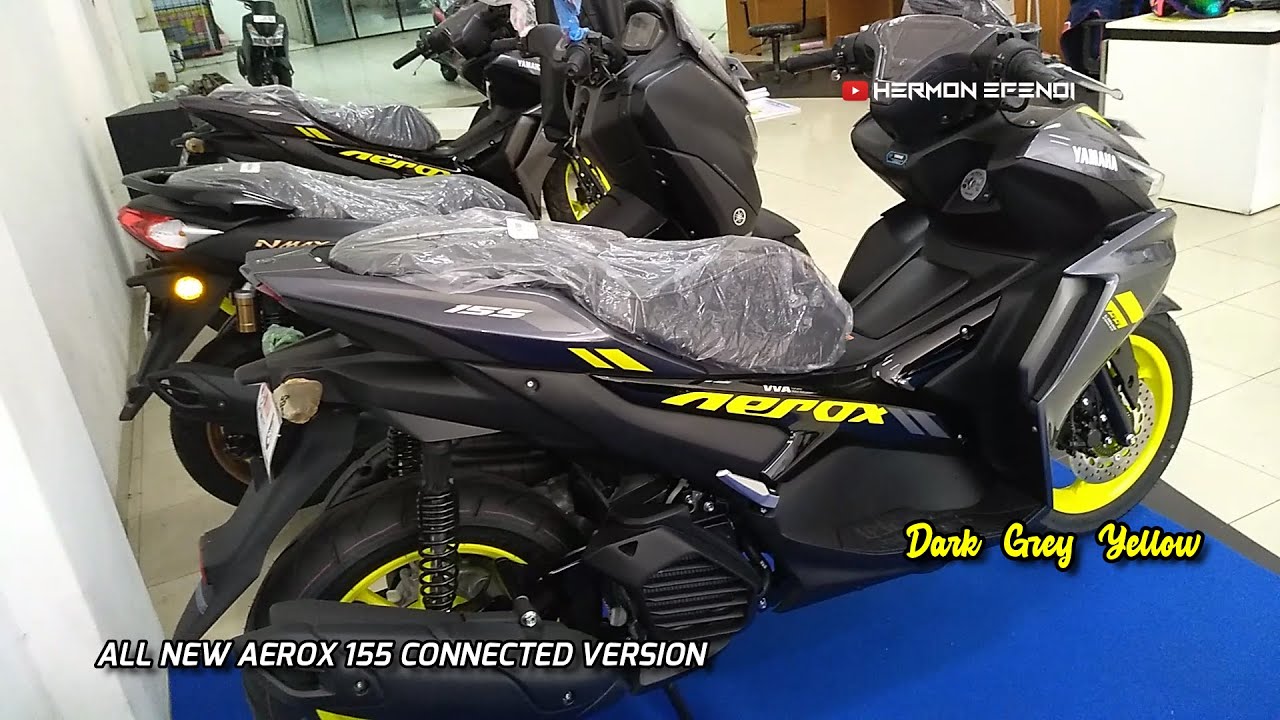 ALL NEW AEROX 155VVA 2021 | Dark GREY Yellow BLUECORE - YouTube