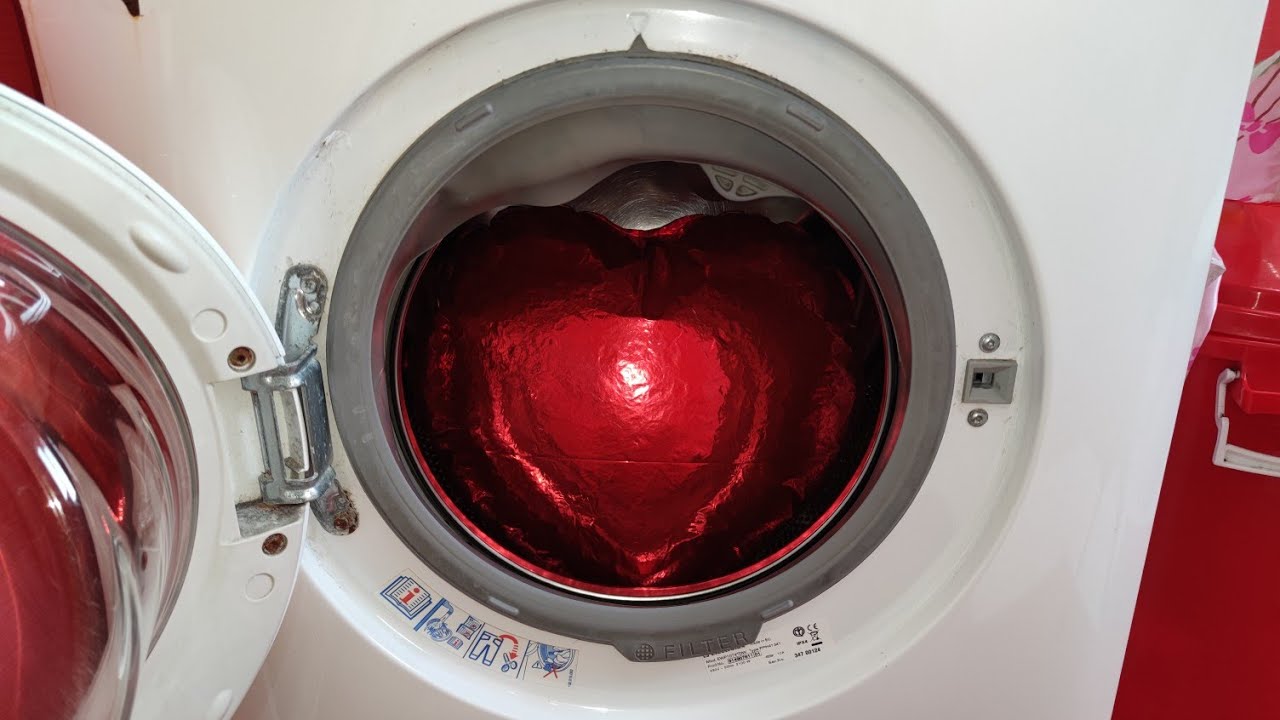 Experiment - Balloon Heart - In A Washing Machine - On Open Door - Suds ...