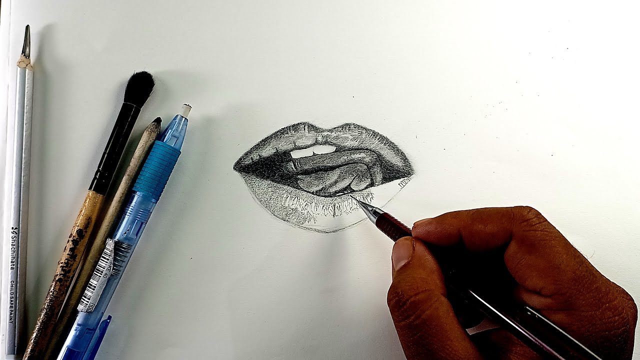 HOW TO DRAW LIPS: A TIMELAPSE OF STEP-BY-STEP DRAWING WITH PENCIL - YouTube