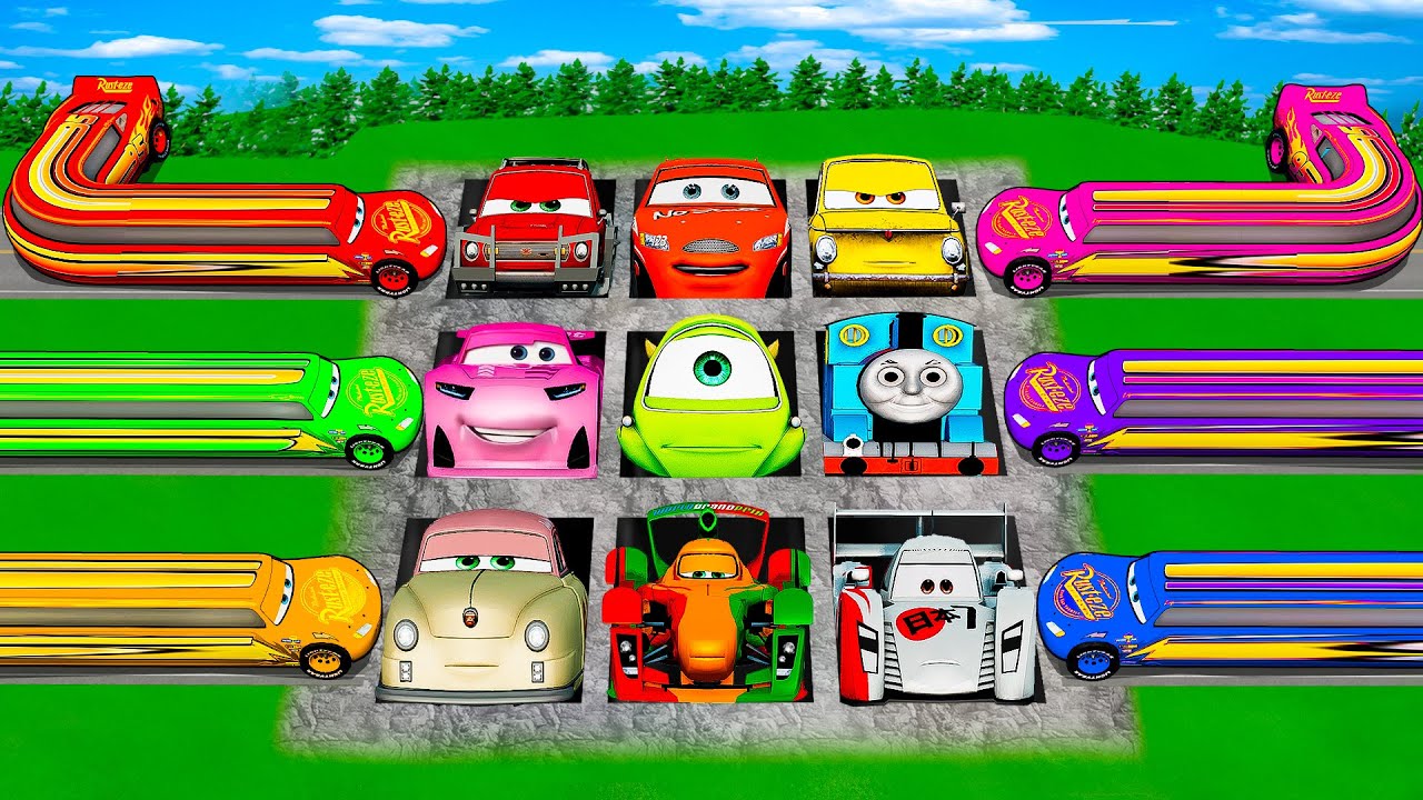 Mega pits with McQueen Golden & Mater From Pixar Cars Vs Big & Small ...