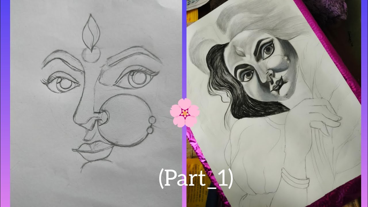 Durga Maa Drawing Outline Tutorial/Pencil Sketch/Navratri Special ...