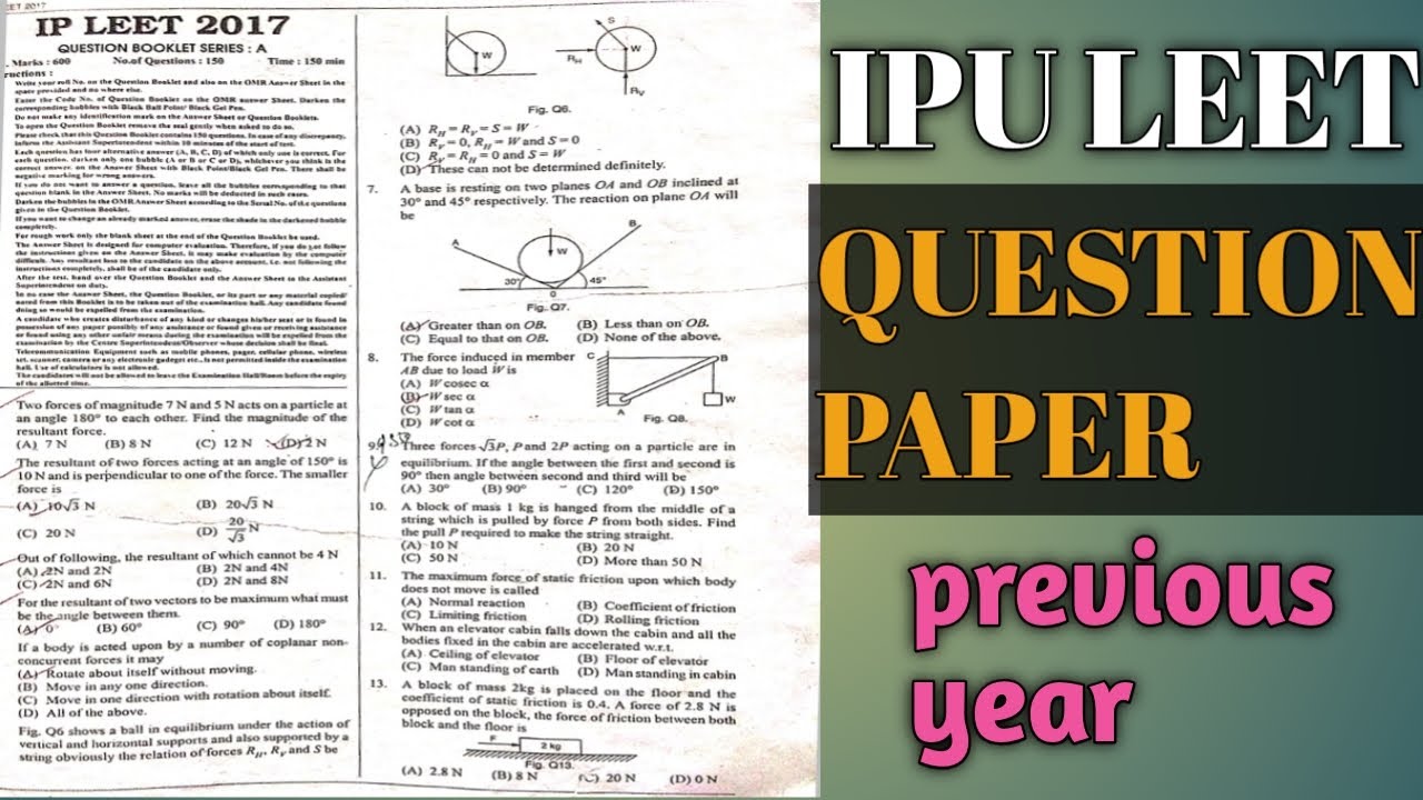 IPU LEET question paper, IPU LEET previous year question paper - YouTube