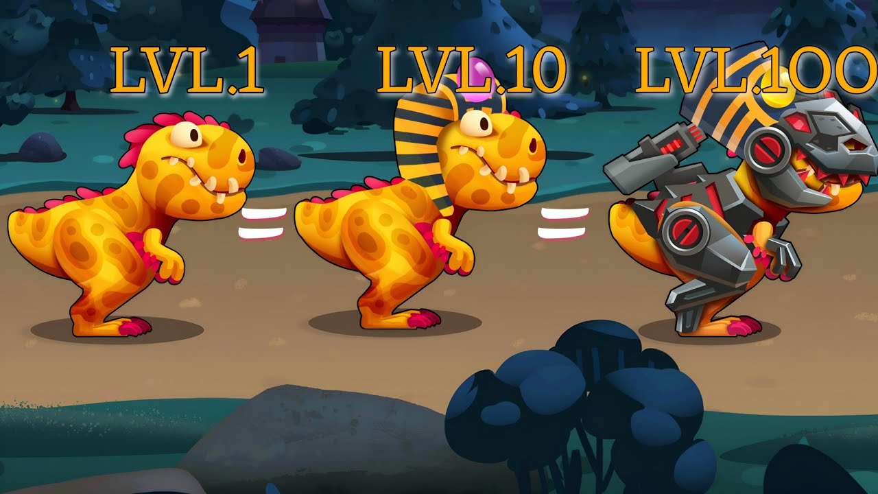 Max Level Mecha T- Rex Dino vs All Caveman - Dino Bash 2 Travel Through ...