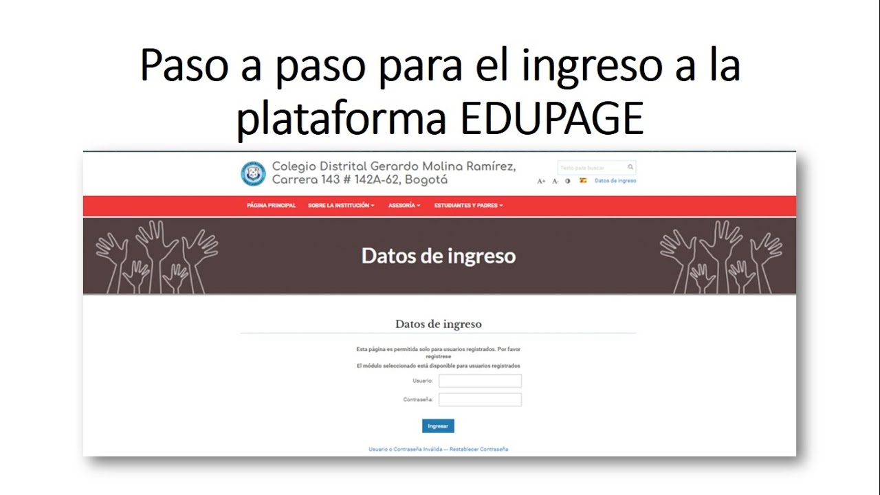 Paso a paso manejo plataforma institucional EDUPAGE para padres de ...