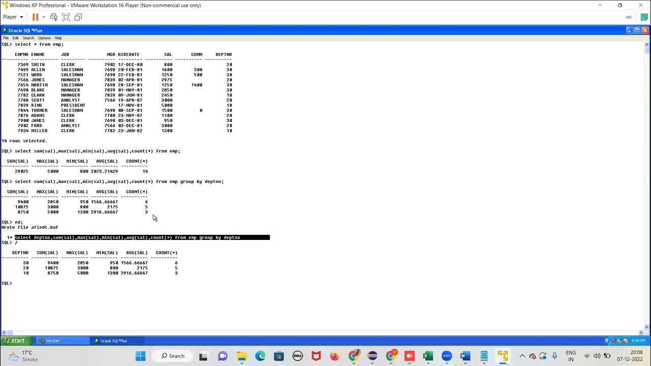 The Video Aggregate Function Summaxminavgcountgroupbyhavingwhere Testing