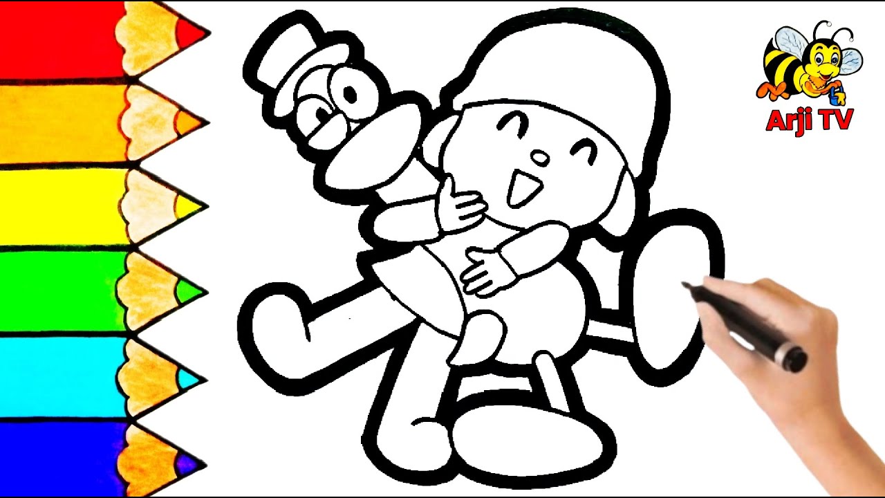HOW TO DRAW CUTE PATO AND POCOYO STEP BY STEP || EASY DRAWING PAINTING ...