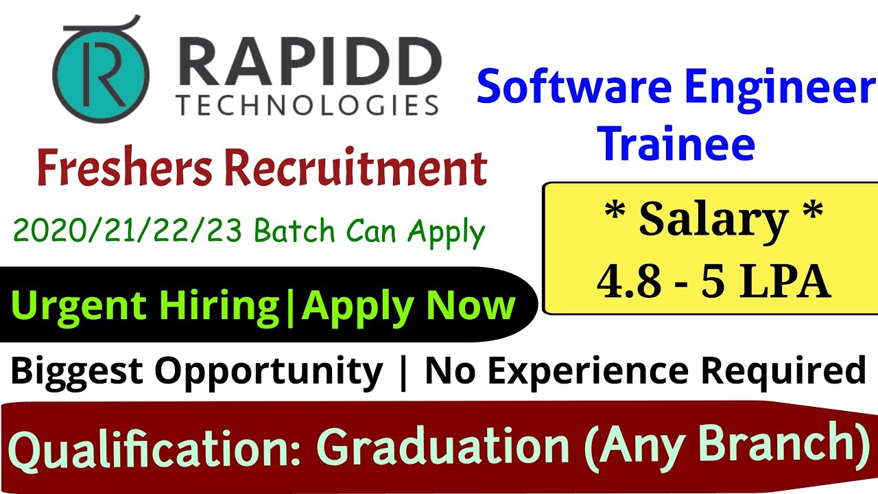 RAPIDD Technologies Recruitment | Software Engineer Trainee | New ...