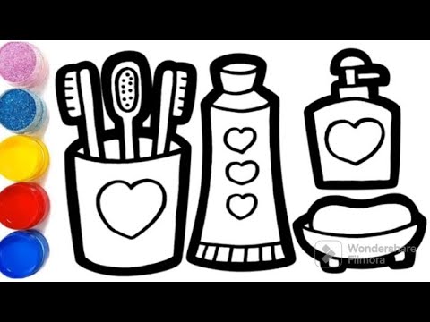 How to Draw Toothbrush & Toothpaste Step By Step Easy | Bath Care Tools ...