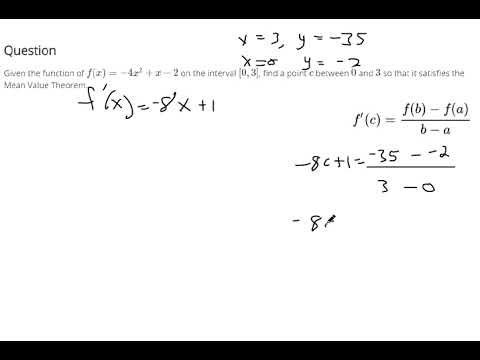 Find values of c guaranteed by the Mean Value Theorem - YouTube