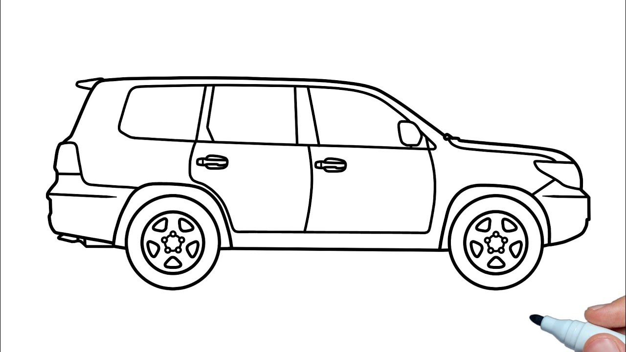 How to draw a Toyota Land Cruiser 200 step by step | Drawing SUV Land Cruiser 2008 - YouTube
