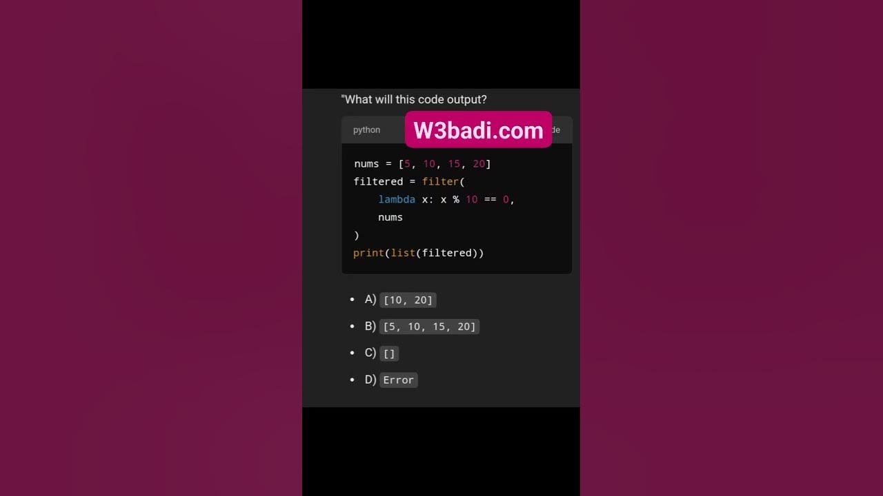 Python Quiz: Lambda and Filter Python Quiz: Lambda and Filter