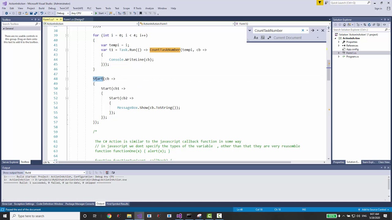 C# Action in action - YouTube