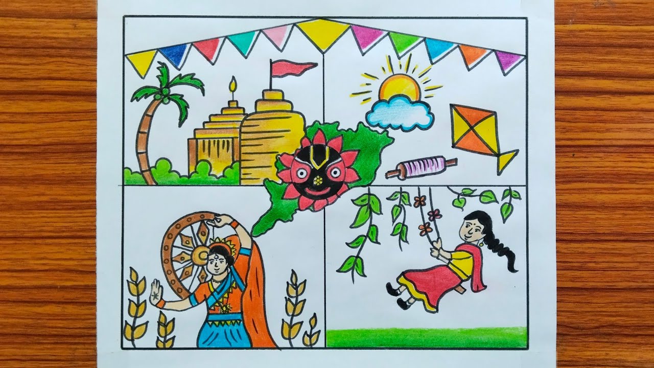 ଓଡ଼ିଶା ସଂସ୍କୃତି ଓ ପରମ୍ପରା ଡ୍ରଇଂ / Odisha Culture Drawing / Utkal Diwas ...
